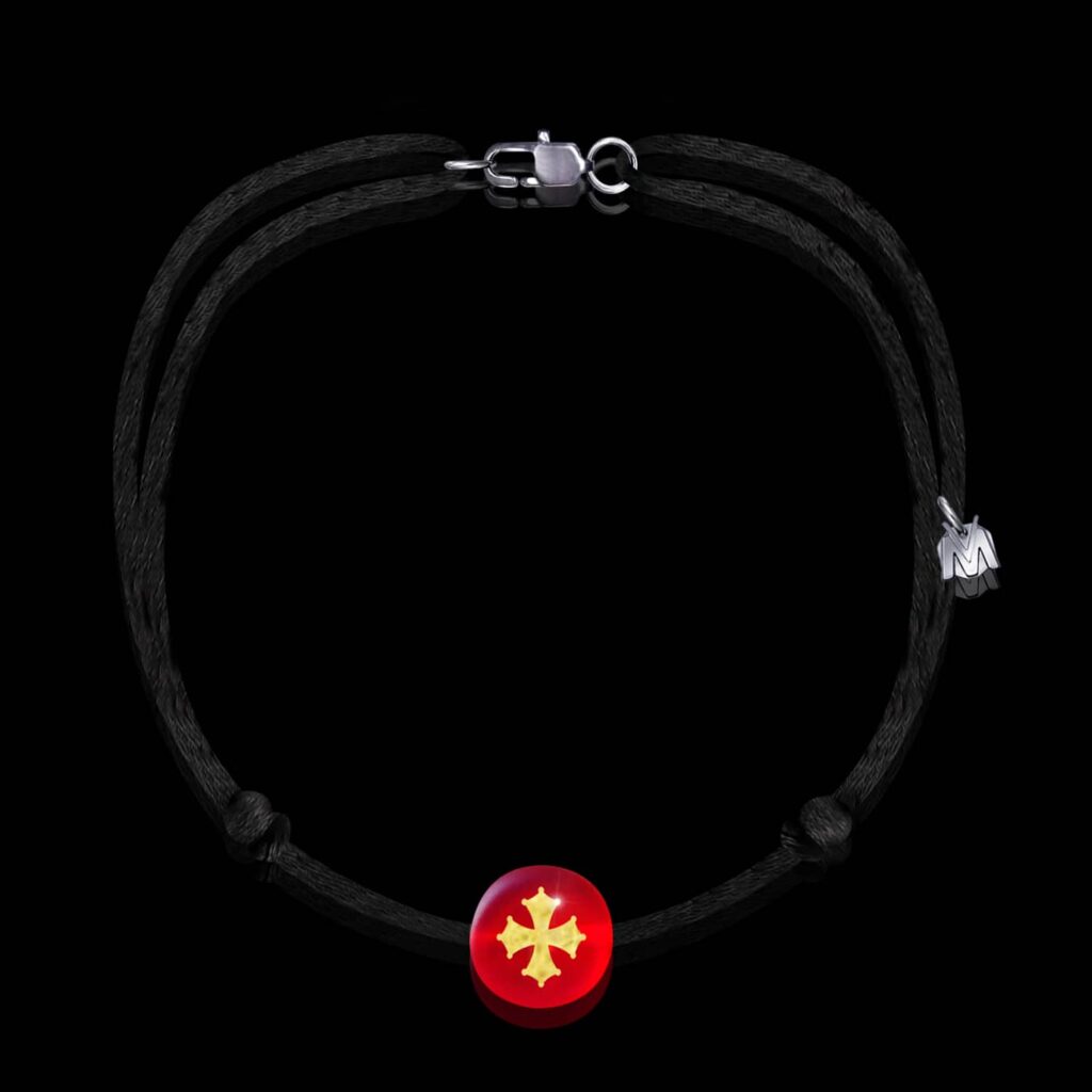 Collier croix occitane sur cordon - Michaël Vessière